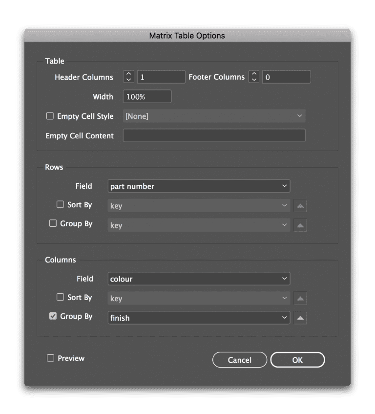 What is a Matrix Table? - In-Design Plugins | 65bit Software